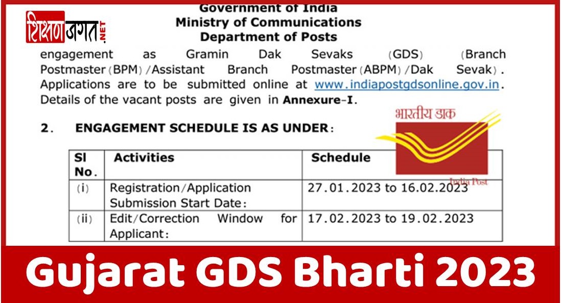 Gujarat Post GDS Bharti 2023 | Apply For 2017 GDS/ BPM/ ABPM Posts